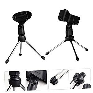 Mikinona 2pcs microphone stand microphone tripod mic holder bracket desk mic table mic stand microphone support mic bracket tabletop tripod microphone mount plastic desktop selfie stand