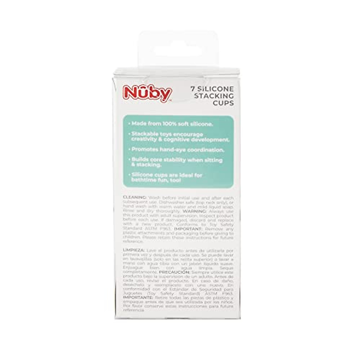 Nuby Stacking Soft Silicone Cups Interactive Toy, Promotes Coordination, Seven Piece