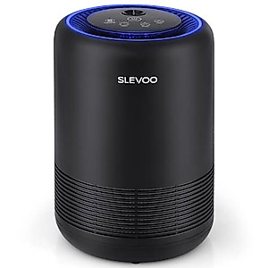 Air Purifiers for Bedroom Pets Smokers in Home, H13 True HEPA Filter Air Cleaner for 215 ft² Coverage with Fragrance Sponge, Night Light, Timer, BS-01, 2 Pack(Black&White)