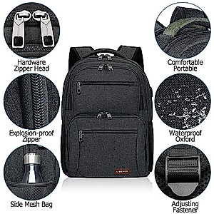 BIKROD Backpack for Men, TSA Travel Backpack, College Backpacks Water Resistant Back Pack with USB Charging Port, Business Anti Theft Durable Computer Bag Gifts Fits 17.3 Inch Laptop, Black