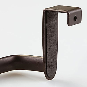 mDesign Steel Metal Wire Over Cabinet Towel Rack Storage Organizer - Hang on Cabinet or Door - Towel Bar Holder for Kitchen - Holds Hand Towels, Washcloths - Spira Collection - Bronze