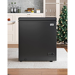 TABU 7.0 Cubic Feet Chest Freezer, Energy Saving Chest Deep Freezer with 7 Level Adjustable Thermostat, Top Opening Compact Freezer with Removable Storage Basket (Black)