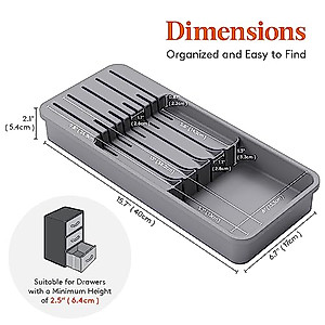 Lifewit Knife Drawer Organizer, Drawer Knife Block for 9 Knives, 2 Tier Knife Insert Holder Storage for Kitchen Drawer Countertop, Gray