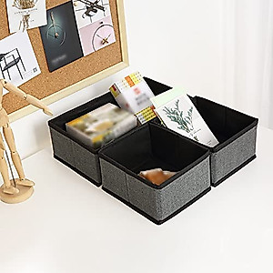 Utureal Set of 3 Foldable Storage Cubes, Fabric Storage Box Desk Organizers for Home and Office, Storage Bins for Cabinet Shelves Closet Drawer Organizing, Toys, Clothes Storage Container (Dark Grey)