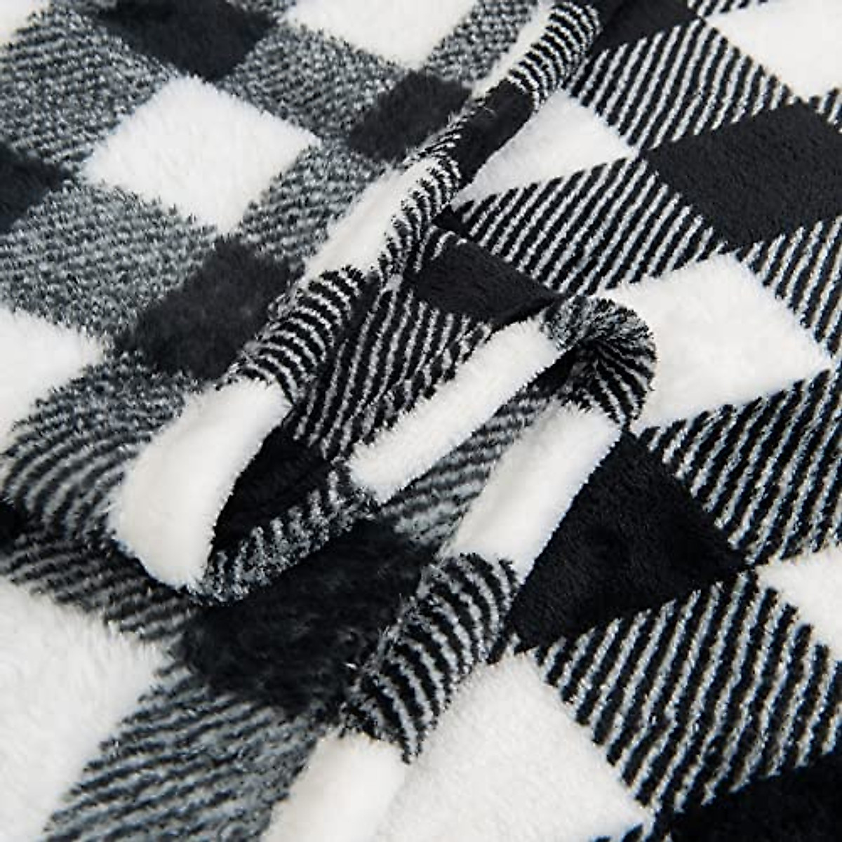 BEDELITE Fleece Throw Blanket for Couch Sofa Bed, Buffalo Plaid Decor Black and White Checkered Blanket, Cozy Fuzzy Soft Lightweight Warm Blankets for Spring and Summer