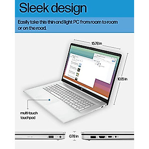HP 17" Laptop, Intel Pentium Silver N5030 Processor, Intel UHD Graphics 605, 4 GB RAM, 256 SSD, Windows 11 Home in S Mode (17-cn0030nr, Natural Silver)