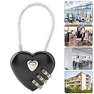 Heart Shape Code Lock Compact Mini Size with 3 Digit Code Combination for Luggage, Backpack, Jewelry Box, Hall Locker(Black)