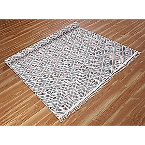 Casavani Indian Handmade Brown, Beige Geometric Area Rug Boho Kilim Flat Weave Indoor Hall Room Decor Carpet Throw Rug Boho Rugs for Bedroom Living Room Bathroom Balcony 4x8 Feet