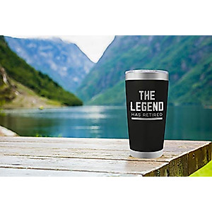 SassyCups The Legend Has Retired - 20 Ounce Engraved Stainless Steel Insulated Travel Mug for Retired Men Dad Husband Boss | Retirement Party Coffee Mug | Retirement Christmas Gift (20 Ounce, Black)
