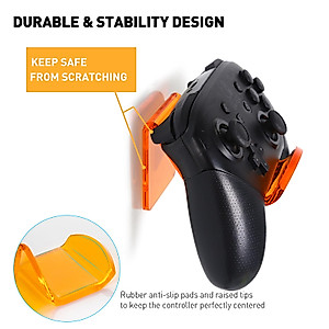 OAPRIRE Universal Controller Holder Wall Mount 2 Pack, Acrylic Controller Stand Gaming Accessories with Cable Clips, Build Your Game Fortresses (Orange)
