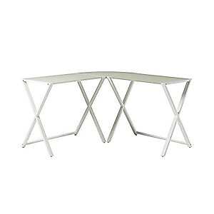 Home Accent Furnishings 51" Modern Metal Corner Computer Desk - White