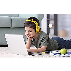 eKids Minions Kids Bluetooth Headphones, Wireless Headphones with Microphone Includes Aux Cord, Volume Reduced Kids Foldable Headphones for School, Home, or Travel