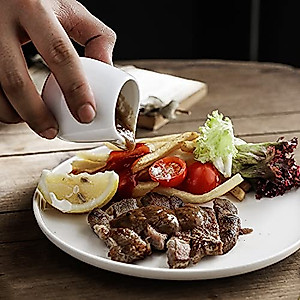 TAMAYKIM 3 oz Ceramic Cream Jugs, Mini Creamer Pitcher, White Porcelain Classic Creamers for Coffee, Tea, Milk, Jam, Sauces, 6 Pack