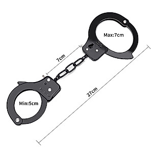 HUALIXUAN Metal Play Handcuffs, Hand Cuffs Police, Toy Handcuffs for Kids (Black)