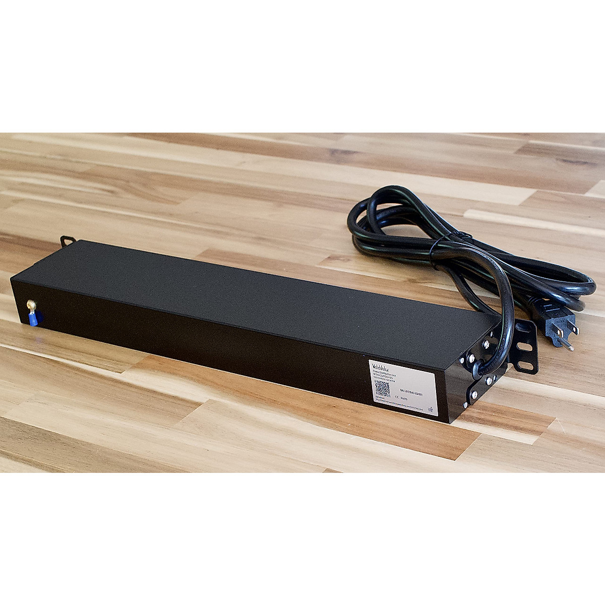 WatchfulEyE WTH-CS/PDU-US 125V/15A Heavy Duty Metal 1U Rack Mount Basic PDU Power Strip 10 ft Extension Cord Integrated Circuit Breaker