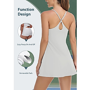 gofiep Womens Eazy Peezy Tennis Dress, Workout Dress with Shorts & Bra Golf Athletic Dresses for Women Black/White