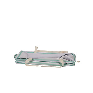 Household Essentials Canvas Utility Tote with Handles, Rectangular Krush Tote, Water-Resistant Vinyl Lining, Large Capacity, Durable and Versatile, Teal Striped Pattern