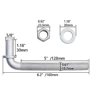 Wulankd 2Pcs 6 inch Heavy Duty J-Bolt Gate Hinge with 5/8" for Chain Link Fence, Galvanized Steel Post Gate Hinges for Farm Gate Hardware, Nuts & Washers Included