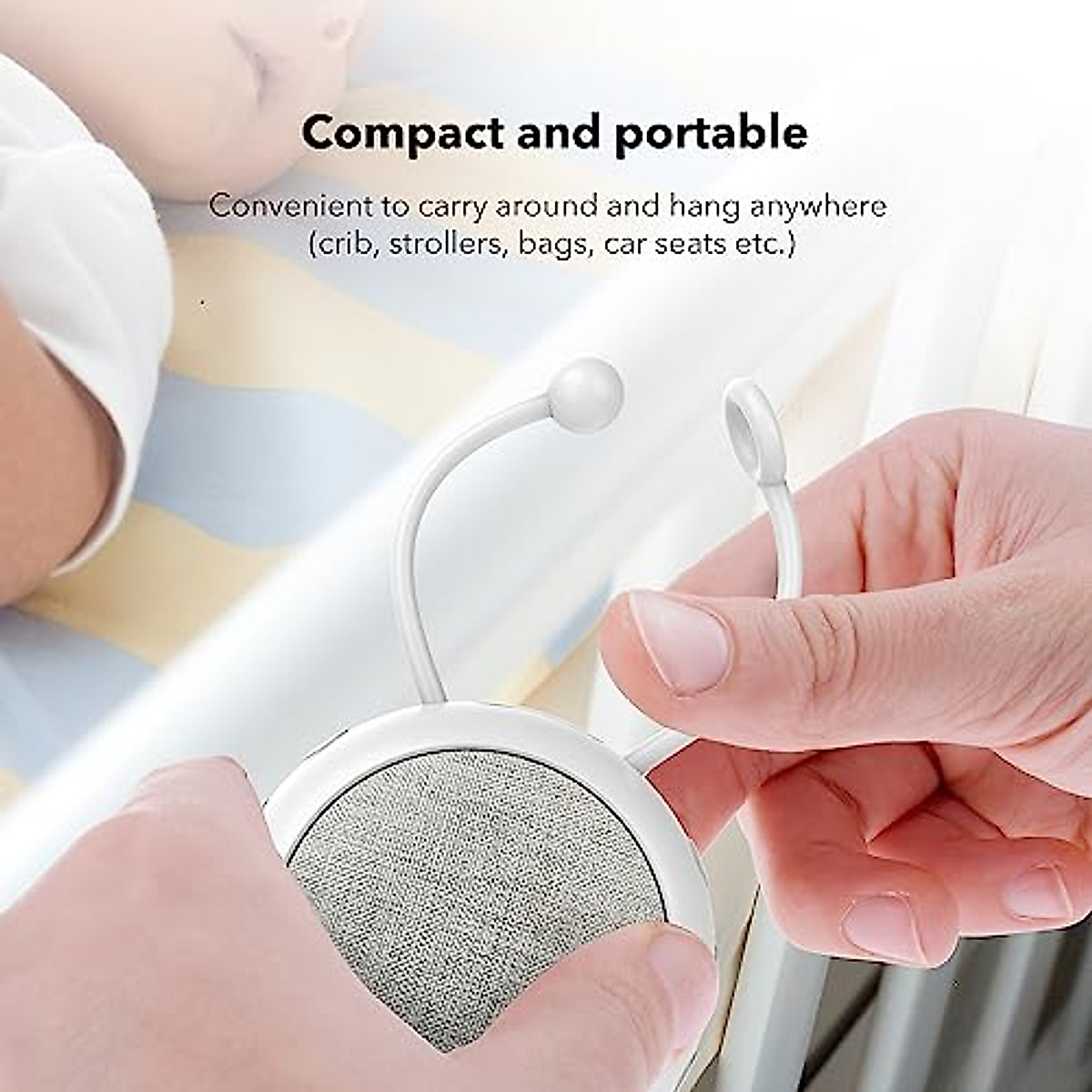 White Noise Machine for Baby with Night Light | Portable Sleep Sound Machine with 10 Soothing Sounds, Soft Amber Light, Auto-Off Timer, Volume Control