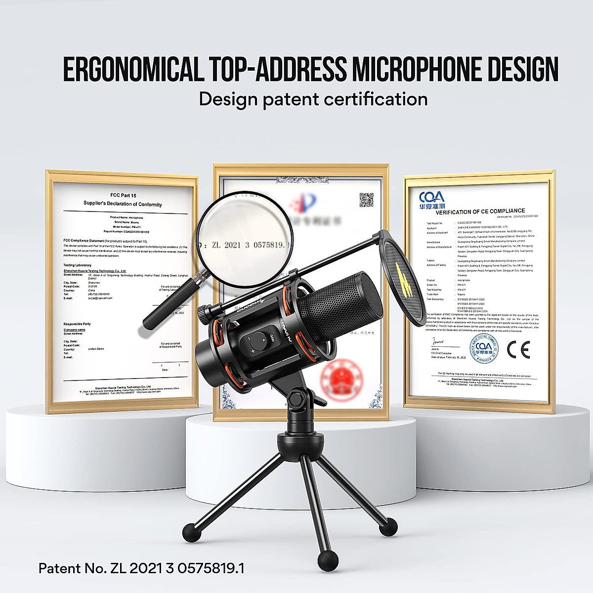 MAONO Podcast Equipment Bundle, AU-PM471TS and AU-A04 PC Computer Mic Kit with AU-MH601 Over-Ear Headphones for Recording, Podcasting, Streaming, YouTube, Twitch, Skype