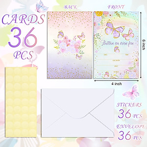 36 Pack Butterfly Baby Shower Invitations with Envelopes Flutter On Over For Butterfly Invitations Personalized Butterfly Birthday Invitations for Girls Baby Shower Birthday Party (Butterfly Style)