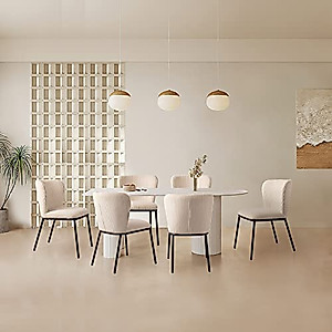 SIMTONAL Kitchen Chairs Set of 6, Mid Century Modern Dining Chairs, Beige