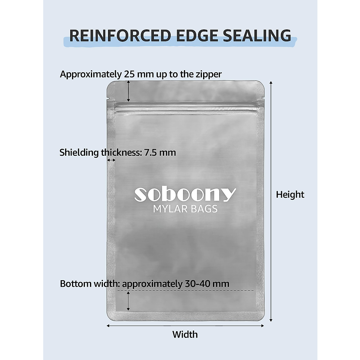 Mylar Bags for Food Storage 50pcs 6x9 with Resealable Zipper and Aluminum Foil Pouch