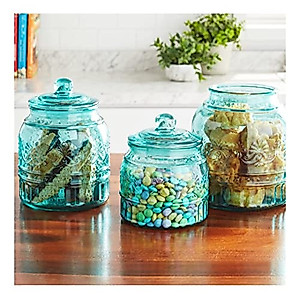 The Pioneer Woman Cassie Glass Canister 3 PC Set, Teal