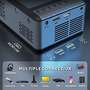 Mini Projector, iGRR WiFi Projector 1080P Supported Portable Outdoor Movie Projector with Synchronize Smartphone Screen, Compatible with IOS/ Android, HDMI/ TV Stick