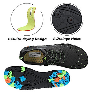 Mishansha Women's Water Shoes Breathable Beach Shoes for Men Barfoot Swim Shoes Quick-Dry Slip-On Aqua Shoe for Kayaking Fishing Diving Surfing Water Sports Carbon Black 11.5 Women/10 Men