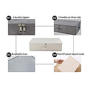 iwill CREATE PRO Underbed Storage Bin, 2pcs Storage Boxes, Zip Lidded, Washable & Folding Design, Beige