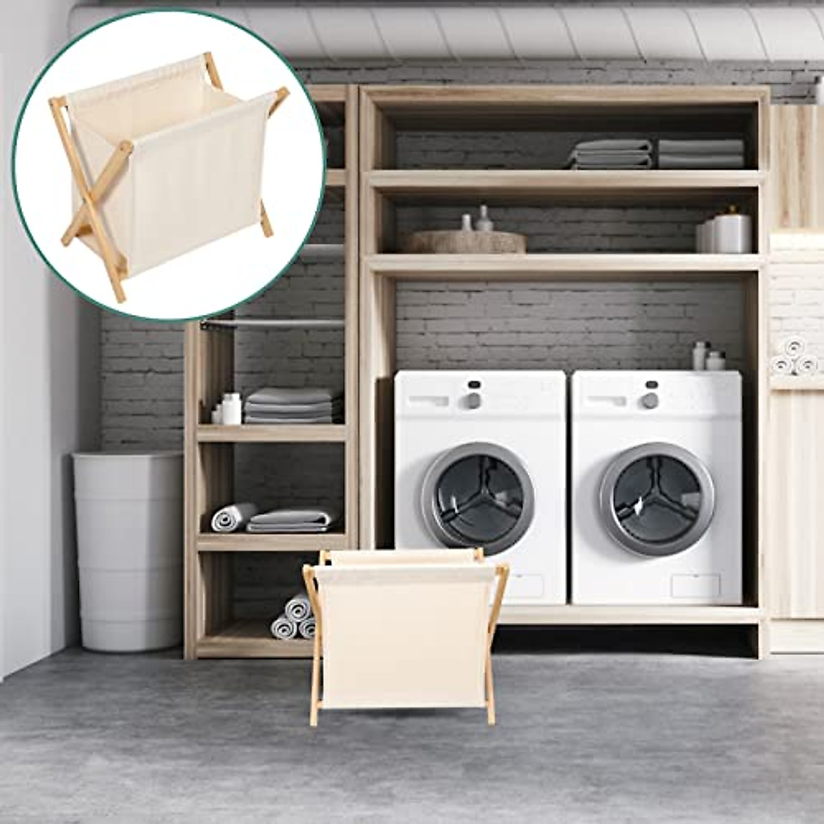 Wood Laundry Hamper Sorter Cart Folding Large Laundry Hamper Bamboo Laundry Baskets with Stand for Blankets Clothes Pillows Towels Baby Nursery Wood X- Frame Laundry Hamper