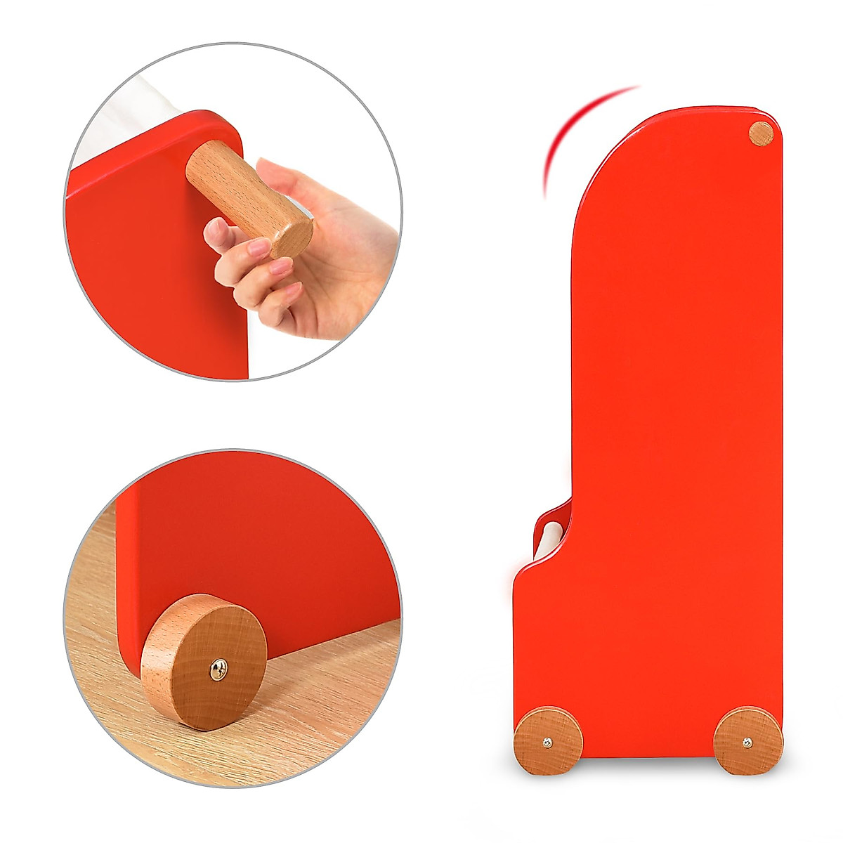 Bolocon Kids Car-Shaped 5-Tier Sling Book Rack Features Two Top Handles for Toddler Boys and Girls Gift,Storage Bookcase Bookshelf Organizer with Deep Canvas Sleeves (Racing Red)