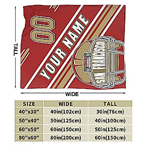 Yieking Custom Gifts for Men Football City Blanket for Bed Add Name and Number Throw Blankets, 40" x 50", 50" x 60", 60" x 80"
