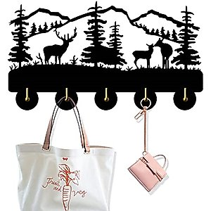 Wild Animals Elk Decorative Wall Hanger Family Clothes Wall Hooks Coat Rack Keys Holder Organizer Hook Animal Decorative Wall Hooks Hanger Handbag Keyring Holder Gifts for Relatives (Elk)