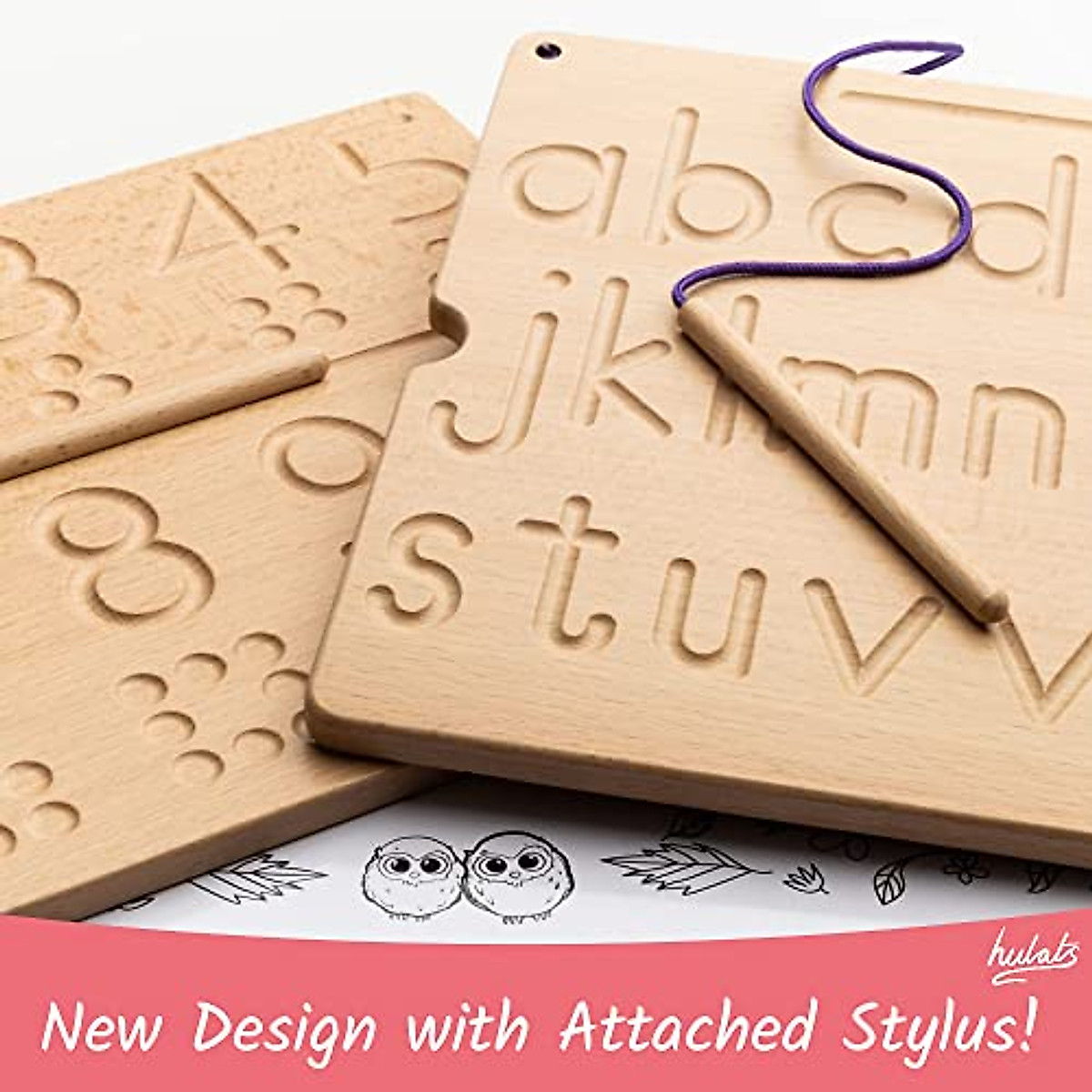 Hulats Learn to Write - Number & Letter Tracing Boards for Kids Ages 3-5 - Wooden Alphabet Learning Montessori Toys 3+ Year Old Toddler Writing Tools Beginner Homeschool Preschool Classroom Must Haves