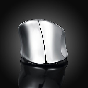 Cutesmile Fashion Jewelry 925 Sterling Silver Cool Plain 22MM Wide Front Design Band Ring (6)