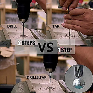 Hymnorq Metric M3 x 0.5 Black TiAIN Finish HSS Co M35 Drill and Tap Combination Bit with 1/4” Hex Shank and Self Centering Split Point for Aluminum Iron and Stainless Steel