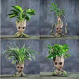 Baby Groot Flowerpot Tree Man Planter Flower Pot with Drainage Hole Pencil Pen Holder,Diligencer Office Party Ornament Christmas Birthday Gift Planter 6