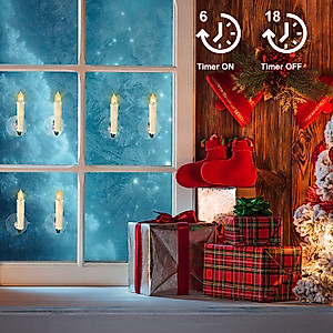 Daord Flickering Flameless Window Candle LED Christmas Tree Candle Lights Warm White Battery Operated Electric Taper Candles with Remote Perfect for Home Garden Wedding Parties Decor (12 PCS,Ivory)