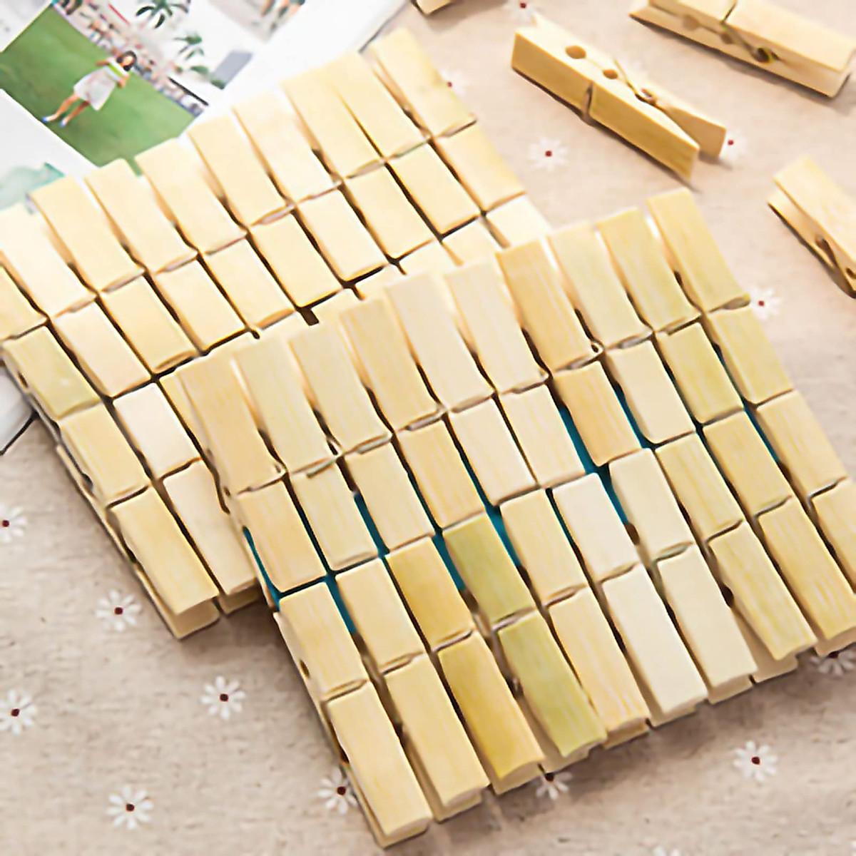 Pack of 20 clothes pegs made of bamboo, wooden pegs, clothes pegs with windproof clothes pegs, large wooden clothes pegs, wooden clothes pegs for hanging clothes and handicrafts, Clothes peg bamb