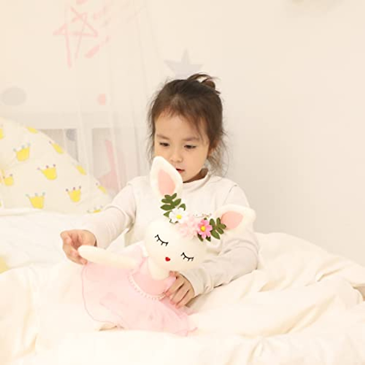 JUSTQUNSEEN Ballerina Doll Easter Stuffed Animal Bunny Stuffed Animal Easter Plush Animal Doll, Plush Toy Bunny Stuffed Animals for Girls Easter Stuffed Animal on Birthday Christmas