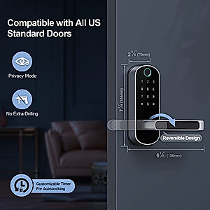 Dermum Smart Lock, Keyless Entry Door Lock, Smart Door Lock, Smart Lock for Front Door, Door Lock with Keypad, Fingerprint Door Lock, Biometric Door Lock, Digital Door Lock with Handle