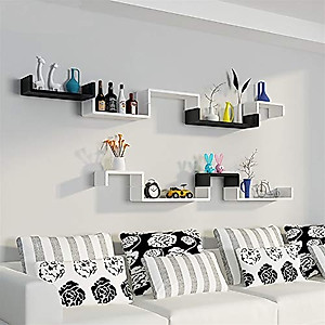 Kcelarec Floating Shelves Wall Mounted, Solid Wood Wall Shelves (Black)