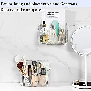 Cabinet Door Organizer Acrylic Adhesive Shelf Wall Mounted Storage, Small Wall Organizer Without Drilling, Automatic Draining Sink Caddy for Kitchen, Bathroom, Shower, Laundry, Camper, Utility Room