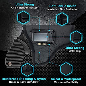 IWB Revolver Holster by Houston - ECO LEATHER Concealed Carry Soft - Suede Interior for Maximum Protection - FITS: Revolvers K, L, M & N Frames - Taurus Judge - 5 & 6 Shots - 2.5" to 3" Barrel (Right)