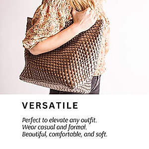 Knotted Fashion Woven Bag and Purse | Top Handle Ladies Leather Tote Bag Large Capacity Women Handbags for Shopping, Travelling | Handmade Shoulder Bags