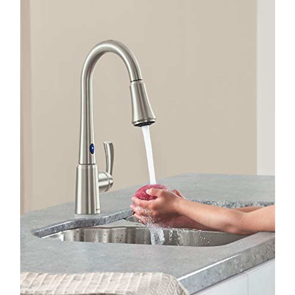 Moen 87359E2SRS Delaney One-Handle High Arc Pulldown Kitchen Faucet, Spot Resist Stainless