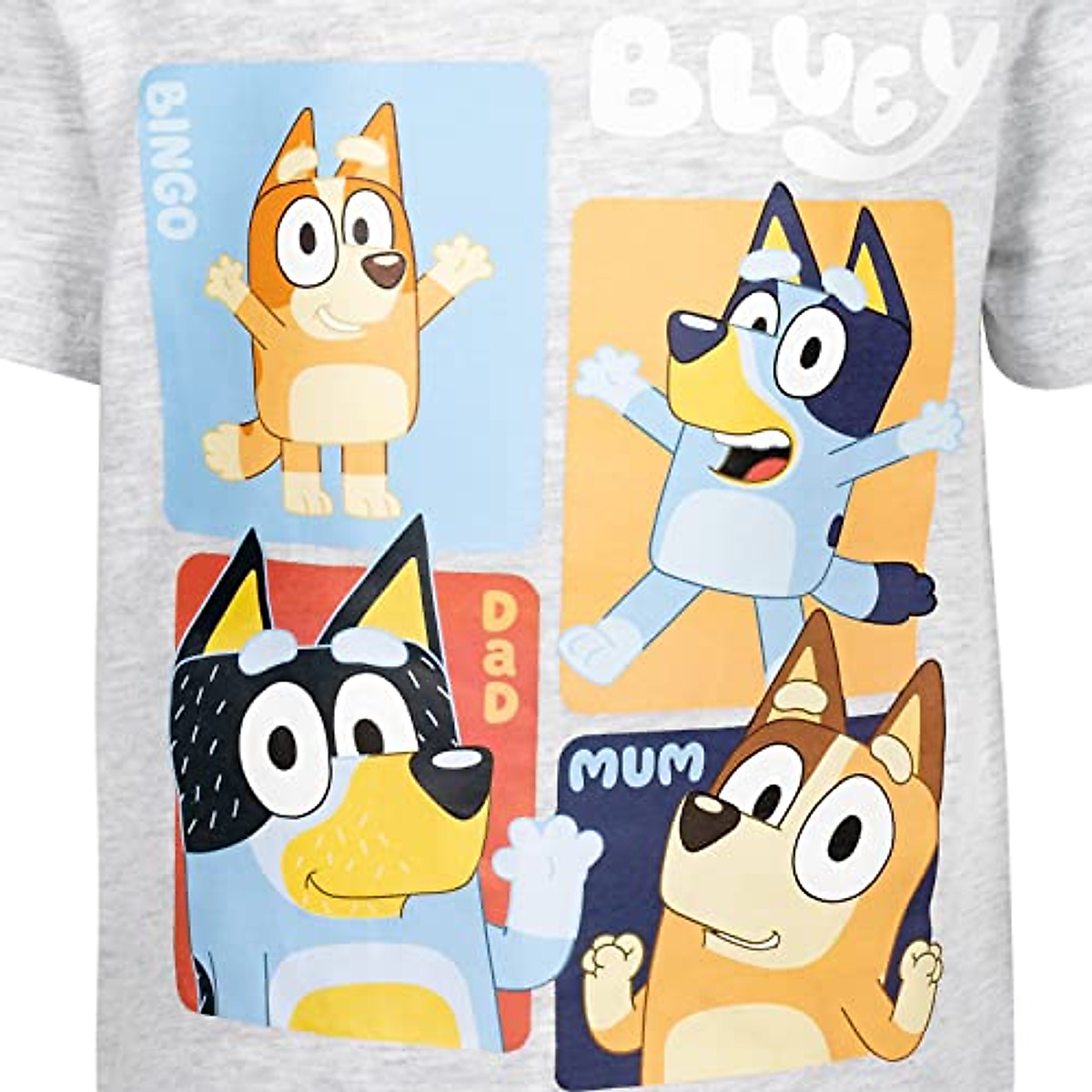 Bluey Bingo Mom Bandit Little Boys Girls 2 Pack Graphic T-Shirt Blue/Gray 6