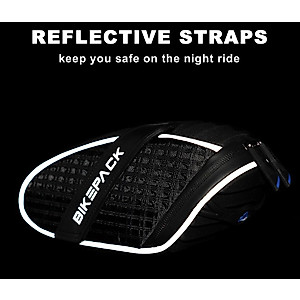 New Bike Saddle Bag Under Seat 3D Shell Bike Storage Bag, Waterproof Bike Bag for Bicycles With Rain Cover, Bicycle Accessories Mountain Bike Bag, Silver Reflective Strip Bike Pouch, Durable Bike Pack